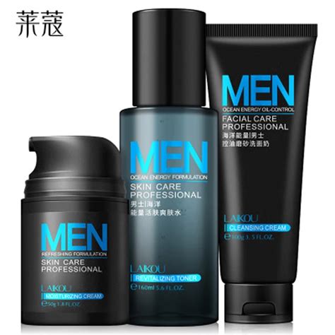 3pcslot Face Skin Care Set Men Ocean Facial Cream Toner Cleanser