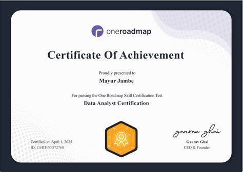 Dataanalytics Certification Sql Visualization Oneroadmap Mayur