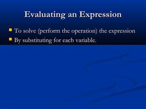 Evaluating Expressions Notes Ppt