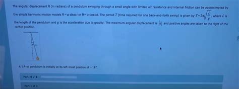 solved the angular displacement 0 in radians of a pendulum