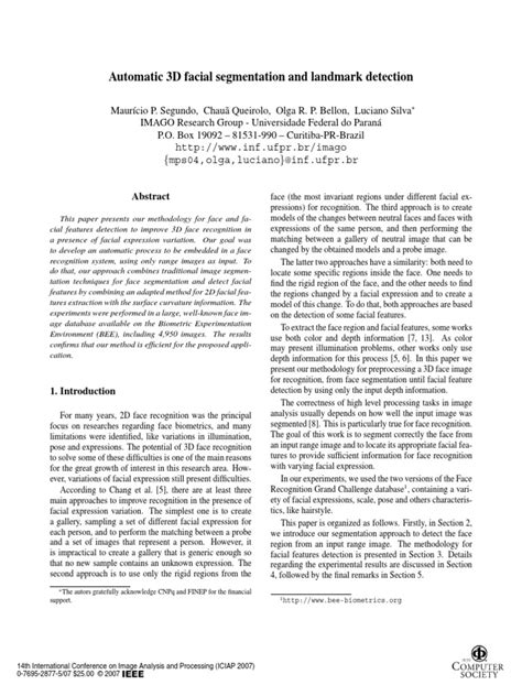 Pdf 2007 Automatic 3d Facial Segmentation And Landmark Detection Dokumen Tips