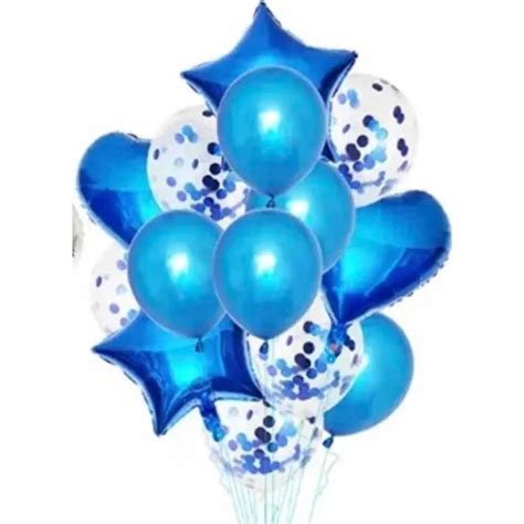 Kit Balões Metalizados 13 Peças Azul Dourado E Preto Rosa Gold Shopee Brasil