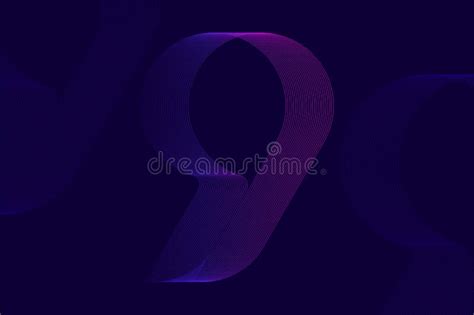 futuristic numeric glitch efffect with line pattern number 9 nine
