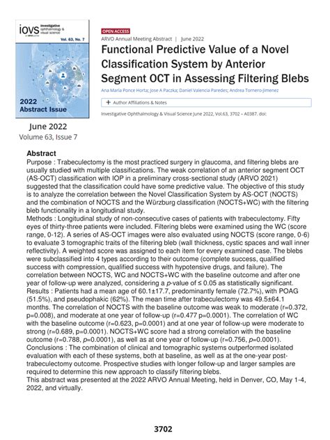 Pdf Functional Predictive Value Of A Novel Classification System By