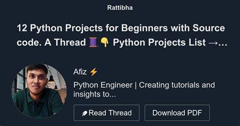 12 Python Projects For Beginners With Source Code A Thread 🧵👇 Thread