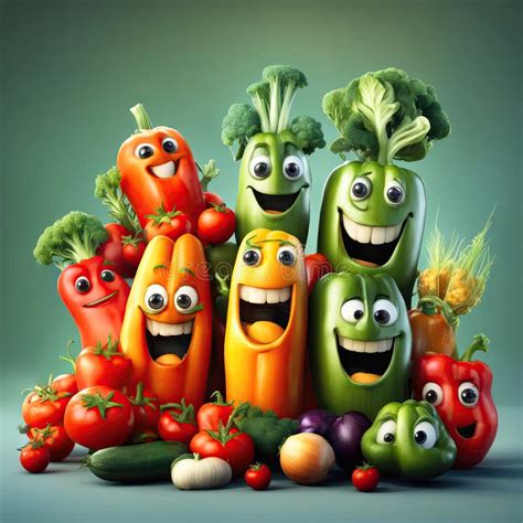 Visuals Featuring Cute And Happy Vegetable Characters With Smiling