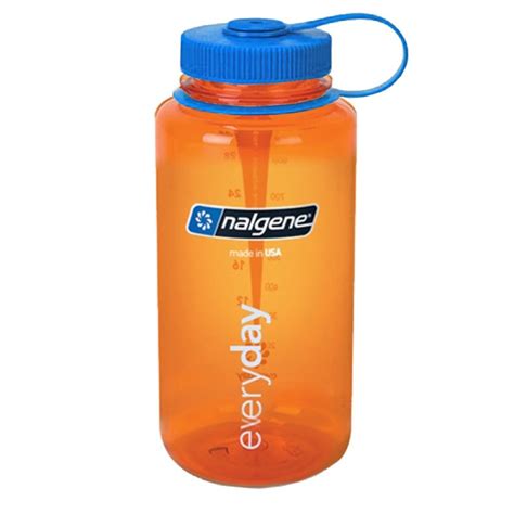 Botella Nalgene Boca Ancha 1L Naranja Tapón Azul