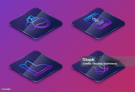 아이소 메트릭 라인 향수 방수 고무 부츠 종이 수표 재무 수표 양말 세트 파란색 사각형 버튼 벡터 0명에 대한 스톡 벡터 아트 및 기타 이미지 Istock