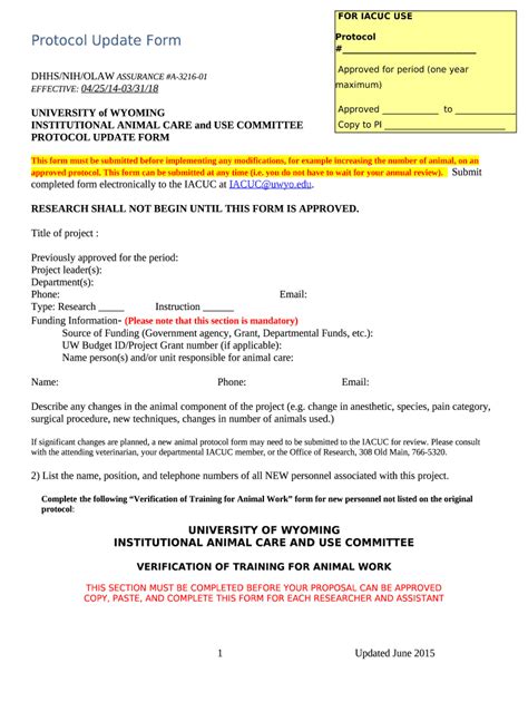 Protocol Update Doc Template Pdffiller