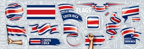 다양한 크리에이티브 디자인에서 코스타리카의 국기의 벡터 세트 국가 관광명소에 대한 스톡 벡터 아트 및 기타 이미지 국가 관광명소 국기 그림 이야기 Istock