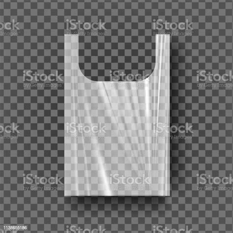 핸들 벡터와 플라스틱 가방입니다 주름 포장을 처리 하는 투명 한 캐리어 빈 제품 폴 리 에틸렌 모의 서식 파일을 수행 합니다
