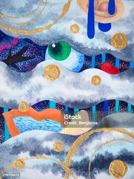 인간의 감각 오르간 신체 마음 정신 건강 영혼 영 의식 명상가 심사 숙고 평화 미술 디자인 삽화 초현실적 인 상상하다 전체론적 우주 개념 수채화 그림 배경 수채화에 대한