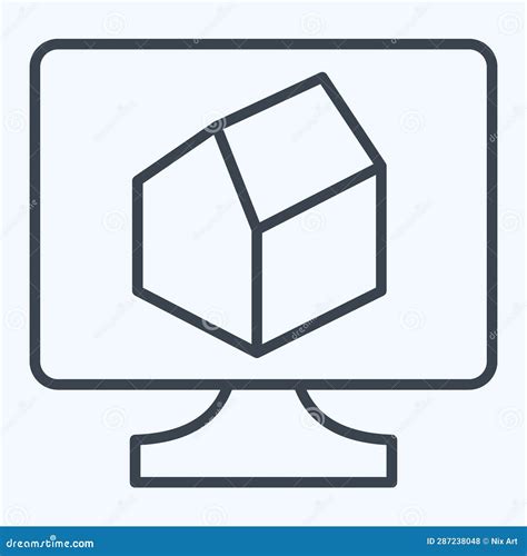 Icon 3d Rendering Related To 3d Visualization Symbol Line Style Simple Design Editable Stock