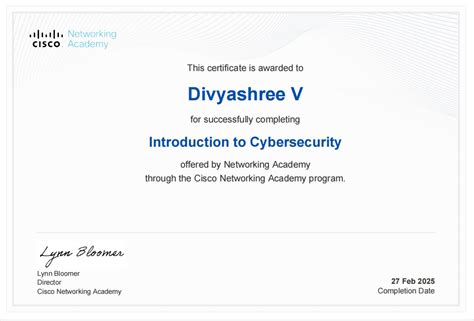 Cybersecurity Cisconetworkingacademy Continuouslearning Divyashree V
