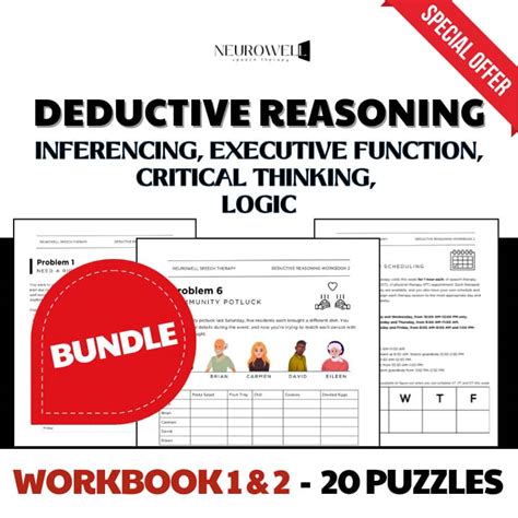 Deductive Reasoning Workbook Bundle Adult Cognitive Therapy Speech