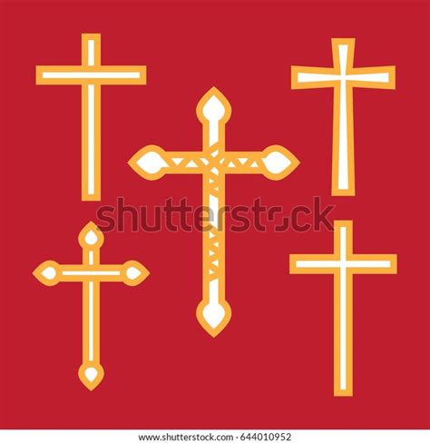Christian Cross Icons Vector Line Black Stock Vector Royalty Free