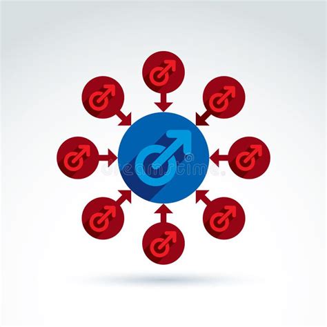 Blue Male And Red Female Signs Connected With Arrows Stock Vector