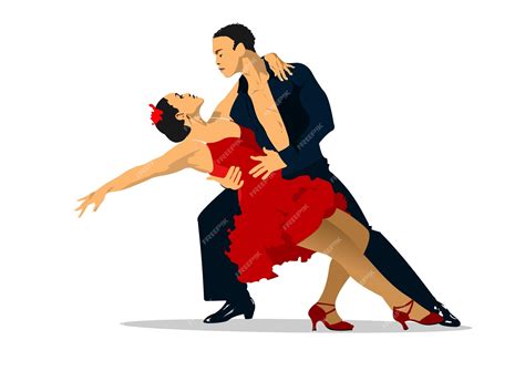 Casal Dançando Um Vetor De Tango Vetor Premium