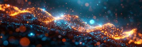 Abstract Representation Of Data Flow With Bright Glowing Particles Perfect For Illustrating