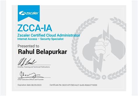 Zscaler Security Specialist Certificate Rahul Belapurkar