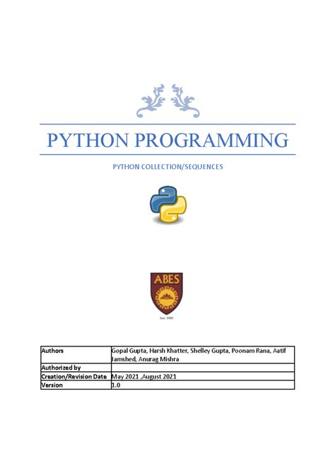 Unit 3 Collection And Sequences Chapter 3 5 August Final PYTHON