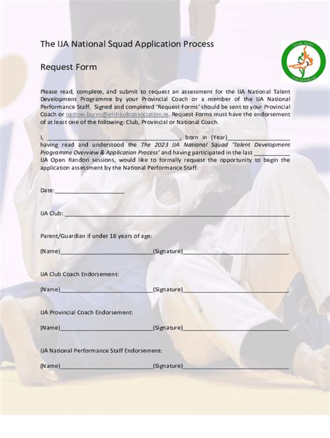 Fillable Online The Ija National Squad Application Process Request Form Fax Email Print Pdffiller