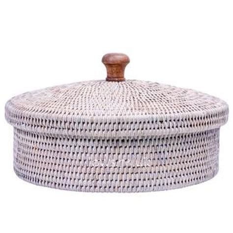 Artisan Weave Rattan Round Box With Lid 30cm Annie Mos