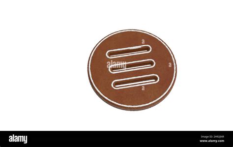 3d Rendering Of Gingerbread Cookie In Shape Of Symbol Of Three Lines In Circle Menu Isolated On