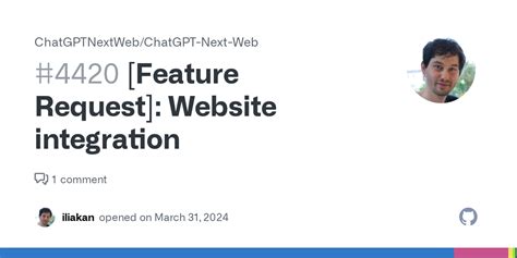 Feature Request Website Integration · Issue 4420 · Chatgptnextweb