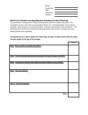 Math 1111 Critical Thinking Right Triangle Leg Lengths Course Hero