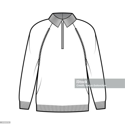 헨리 넥 칼라 긴 라글란 슬리브 힙 길이 니트 리브 트리밍이 돋보입니다 0명에 대한 스톡 벡터 아트 및 기타 이미지 0명 가을 공란 Istock