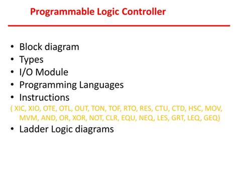 programmable logic controller ladder logic diagrams block diagram