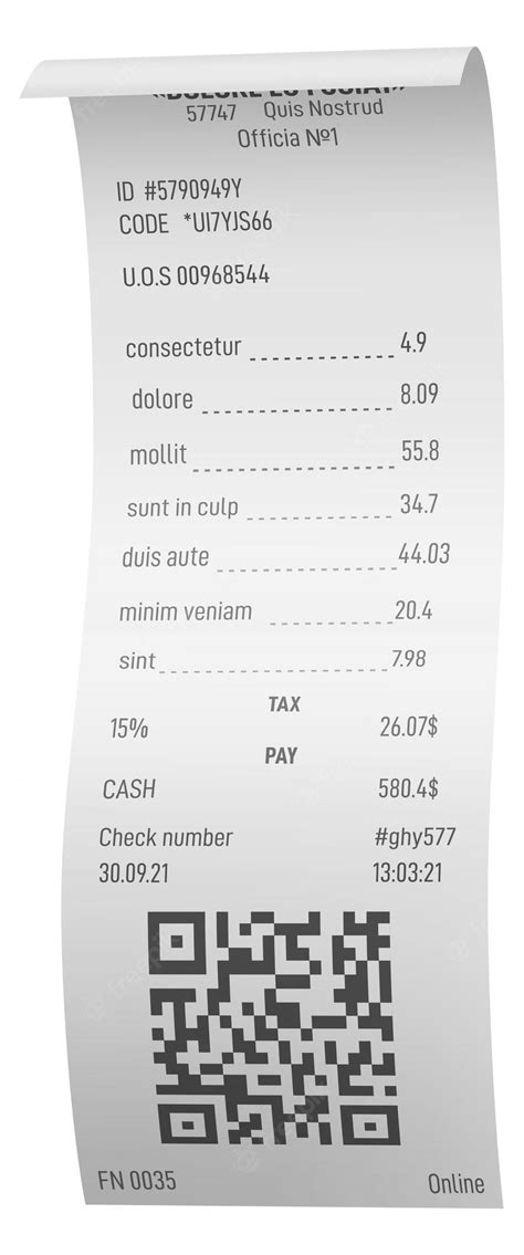 Premium Vector Retail Check Mockup Paper Bill Payment Document