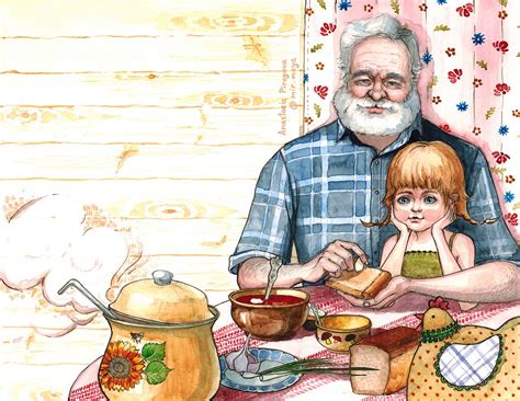 Иллюстрация Дедушка с внучкой в стиле люди