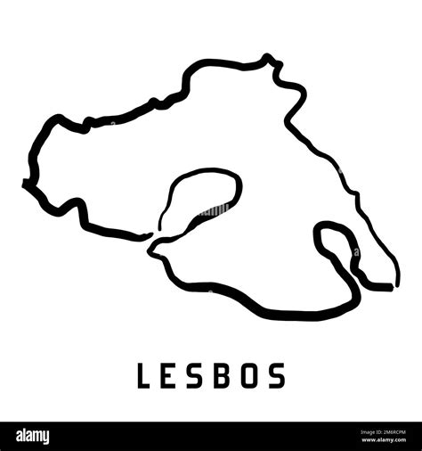 Lesbos Island Map In Greece Simple Outline Vector Hand Drawn