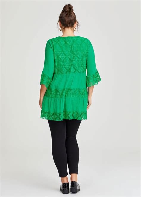 Shop Plus Size Lace Trim Tiered Tunic Red Taking Shape Au