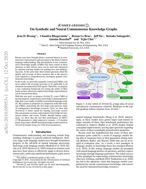 Comet Atomic 2020 On Symbolic And Neural Commonsense Knowledge Graphs