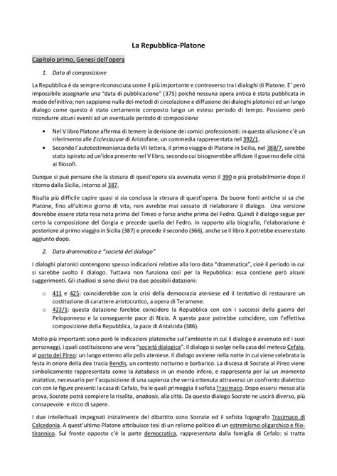 Repubblica Di Platone Sintesi Appunti Di Filosofia Morale Docsity