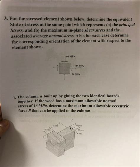 Solved 3 For The Stressed Element Shown Below Determine Chegg