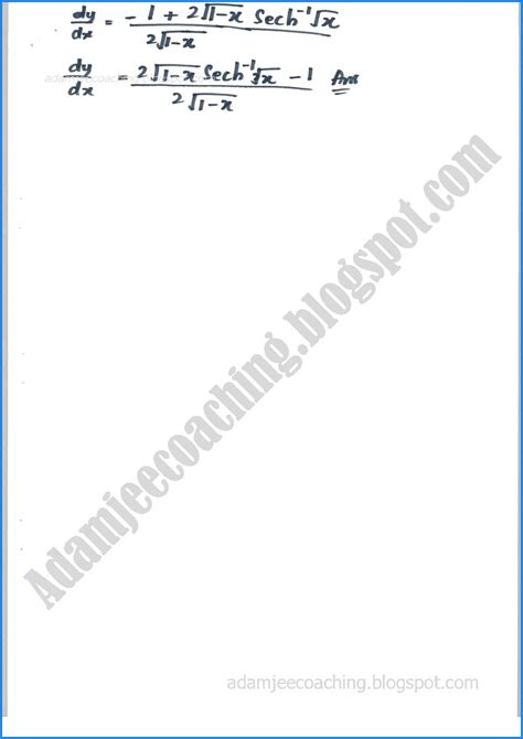 Adamjee Coaching Differentiation Exercise 3 6 Mathematics 12th
