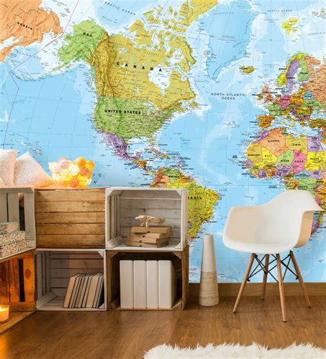 Political World Map Wall Mural World Map Mural Map Wall Mural World