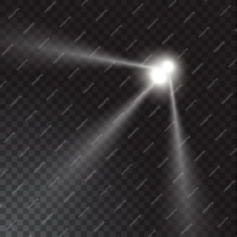 투명 배경에 현실적인 빔 조명 프리미엄 벡터