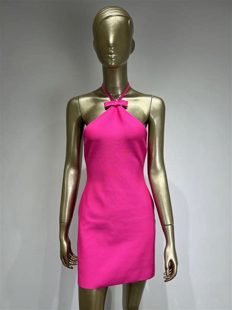 New Women Summer Sexy V Neck Cut Out Backless Hot Pink Mini Bandage