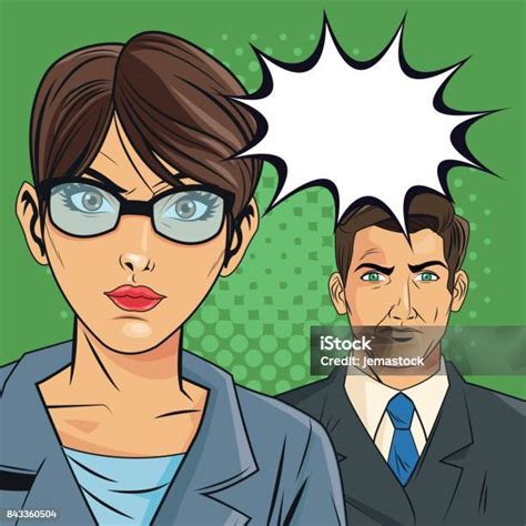 여자와 남자 팝 아트 만화 디자인 개념에 대한 스톡 벡터 아트 및 기타 이미지 개념 구도 기포 Istock