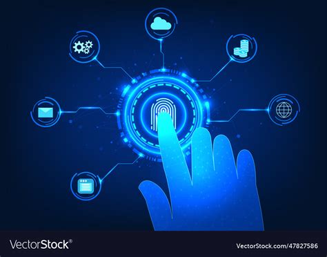 Security Technology Finger Scanning Fingerprint Vector Image