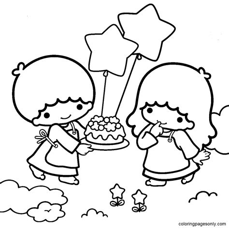Kiki Geeft Taart Lala Kleurplaten Little Twin Stars Kleurplaten