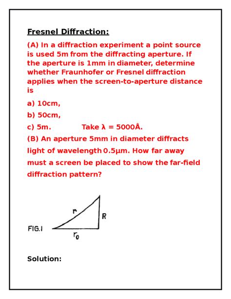 Fresnel Diffraction Fresnel Diffraction A In A Diffraction