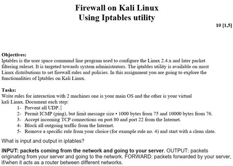 Firewall On Kali Linux Using Iptables Utility Chegg