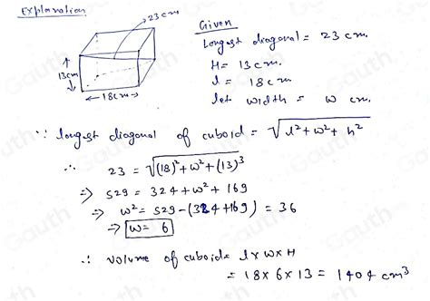 Solved Calculate The Volume Of The Cuboid Shown Below Give Your Answer In Cm If Your Answer