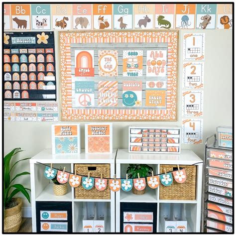 Boho Retro Classroom Decor Bundle Editable 70s Etsy